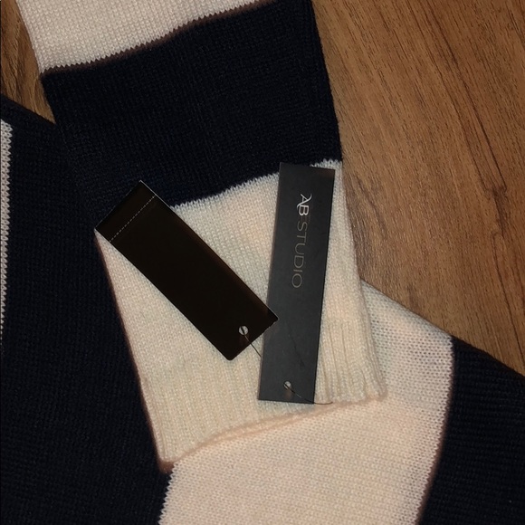 AB Studio | Sweaters | Nwt Chevron Navy White Sweater | Poshmark